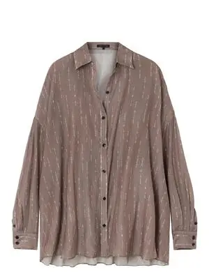 Kiki De Montparnasse Oversized Printed Cotton And Silk-blend Shirt - Gray