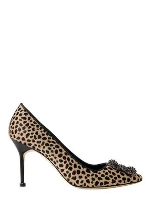 Manolo Blahnik Hangisi 90 Embellished Leopard-Print Calf Hair Pumps Leopard Print