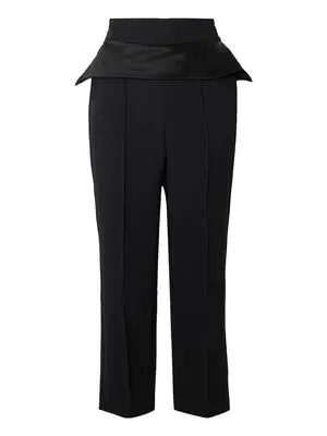 Maticevski Relate Stretch-silk Satin-trimmed Crepe Straight-leg Pants - Black