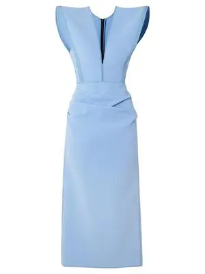Maticevski Wingtip Draped Crepe Midi Dress - Blue
