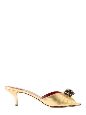 Valentino Garavani Panthea 55 Embellished Metallic-leather Mules - Gold