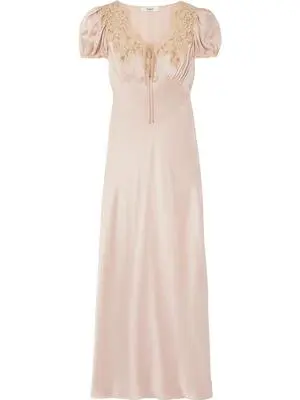 Chloé Lace-trimmed Silk-satin Gown - Pink