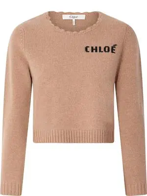 Chloé Scalloped Wool And Cashmere-blend Sweater - Neutrals