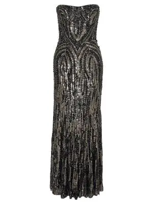 Jenny Packham Euphoria Strapless Embellished Tulle Gown - Black