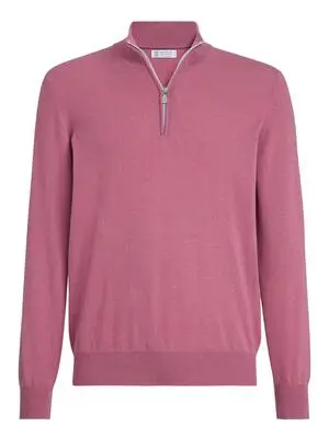 Brunello Cucinelli Cashmere Quarter-zip Sweater - Pink