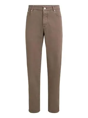 Brunello Cucinelli Garment-dyed Comfort Cotton Jeans - Brown