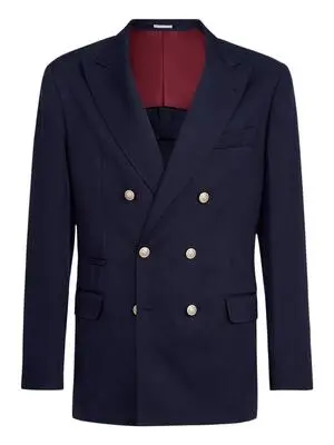 Brunello Cucinelli Silk Délavé And Linen Twill Deconstructed Blazer - Blue