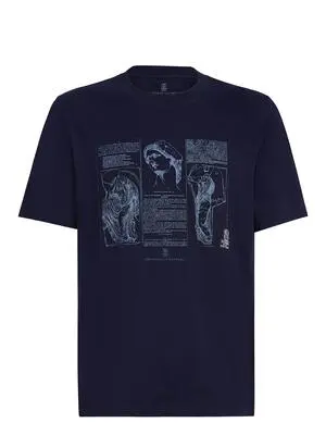 Brunello Cucinelli Cotton Elgin Marbles T-shirt - Blue