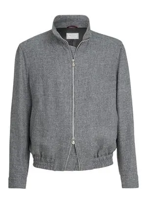 Brunello Cucinelli Silk-linen-wool Bomber Jacket - Grey