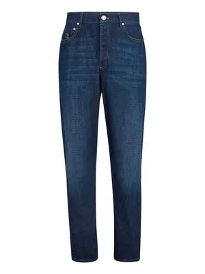 Brunello Cucinelli Crest-Detail Straight Jeans Blue