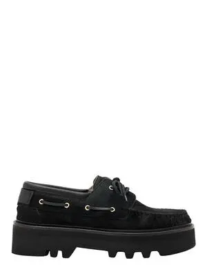 ALLSAINTS Aastha Fur Boat Shoes - Black