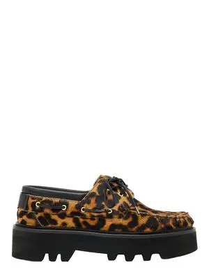 ALLSAINTS Aastha Fur Boat Shoes - Leopard Brown