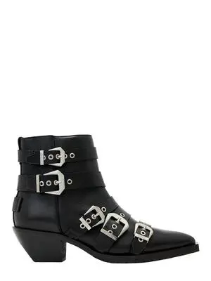 ALLSAINTS Jane Leather Buckle Boots - Black