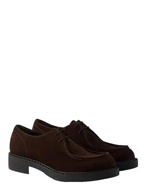 Prada Chocolate Suede Lace-up Shoes - Brown