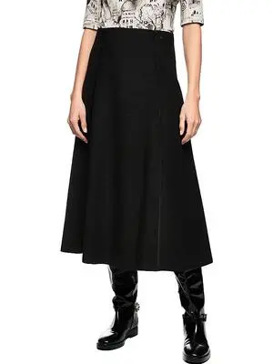 MARC CAIN Boiled Wool Skirt - Black