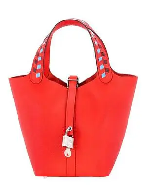 HERMES Pm Picotin Lock Bag Tressage Epsom - Red