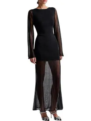 MALINA Haisley Sheer Knitted Maxi Dress - Black