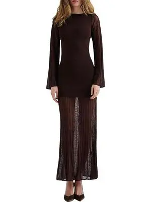 MALINA Haisley Sheer Knitted Maxi Dress - Chocolate Fw