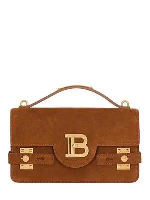 Balmain Suede B-buzz 24 Shoulder Bag - Brown