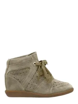 Isabel Marant Bobby Suede Wedge Sneakers - Taupe