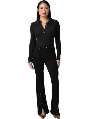 Paige High-rise Manhattan Bootcut Petite 30 Jean - Black