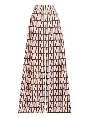 EMILIA WICKSTEAD Audrey Printed Silk-twill Wide-leg Pants - Pastel Pink