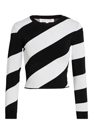 Carolina Herrera Striped Stretch-Knit Top White