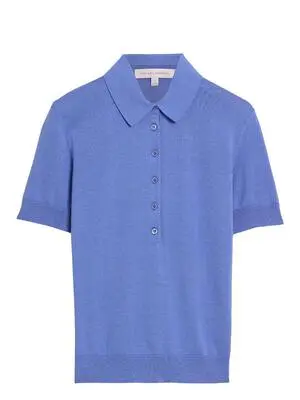 Carolina Herrera Silk-blend Polo Shirt - Light Blue