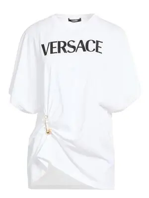 VERSACE T-Shirt With Appliqués, Brand Logo, And Brooch