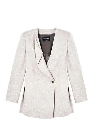 Giorgio Armani Linen, Viscose, And Silk Crêpe Single-breasted Jacket - Grey