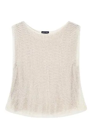 Giorgio Armani Ramie Linen Knit Top - Beige