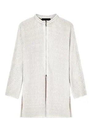 Giorgio Armani Pleated Viscose Blend Knit Jacket - Beige