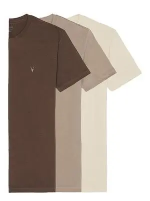 ALLSAINTS Brace Crew 3 Pack Tee In Grey - Grey  Ganache  & Brown