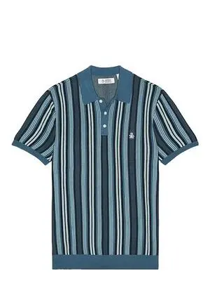 ORIGINAL PENGUIN Vertical Stripe Polo In Blue - Copen Blue