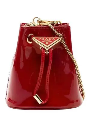 Prada Mini Patent Drawstring Pouch Crossbody Bag - Red