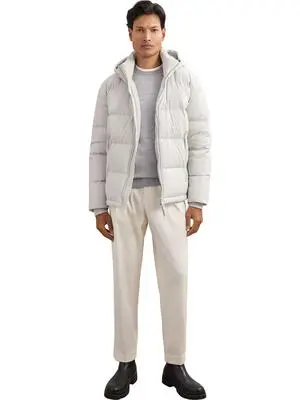 REISS Reggie Quilted Zip-through Puffer Jacket - Light Stone