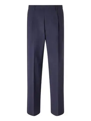 Boglioli Straight-leg Pleated Wool-blend Trousers - Blue