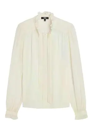 PAIGE Ruffled-Collar Tie-Detail Blouse
