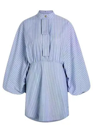 Zimmermann Striped Balloon-sleeve Mini Dress - Blue