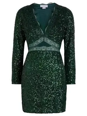 NEVER FULLY DRESSED Sequin-embellished Mini Dress - Green
