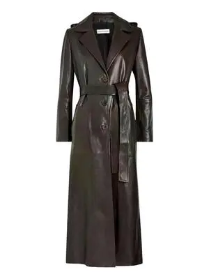 NOUR HAMMOUR Scarlett Belted Leather Trench Coat