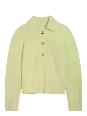 Free People Polo-collar Long-sleeve Sweater - Green