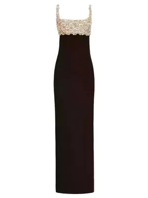 Oscar De La Renta Embroidered Sleeveless Gown - Black
