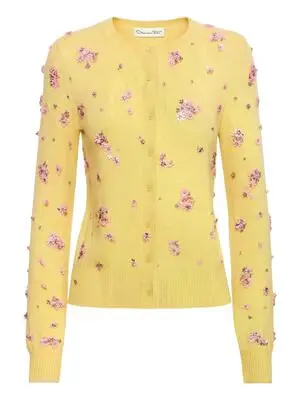 Oscar De La Renta Crystal-embellished Cardigan - Yellow