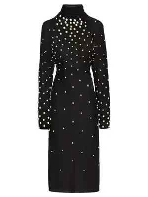 Oscar De La Renta Pearl-embellished Georgette Midi Dress - Black
