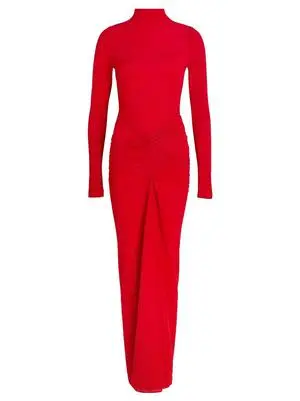 RONNY KOBO Scorpio Ruched Turtleneck Maxi Dress