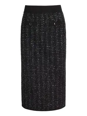 Veronica Beard Eyelet Tweed Skirt - Black