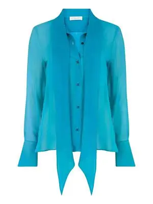 Nina Ricci Lavalliere Satin Shirt - Blue
