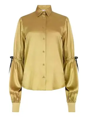 Nina Ricci Bow-detailed Silk Shirt - Gold