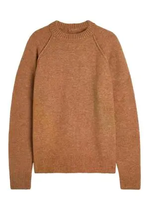 TEN C Raglan-sleeve Crew-neck Sweater - Brown